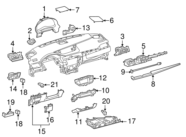 2013-2018 Lexus Instrument Panel Molding 55475-33210-E4 ...
