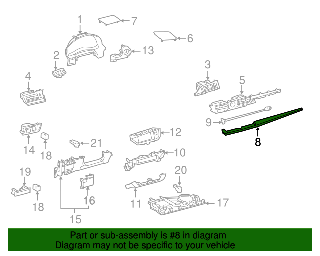 2013-2018 Lexus Instrument Panel Molding 55475-33210-E4 ...