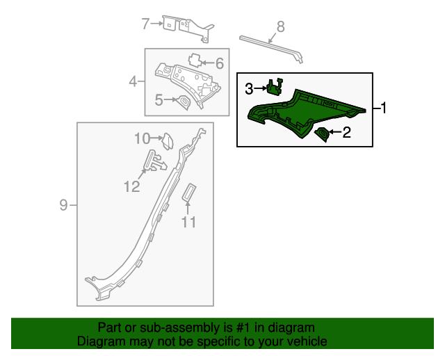 222-690-20-25-1C31 - Upper Quarter Trim 2014-2017 Mercedes-Benz ...