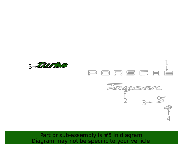 Genuine Porsche 9J1-853-675-C-041 |Gloss Black Nameplate - "Turbo ...