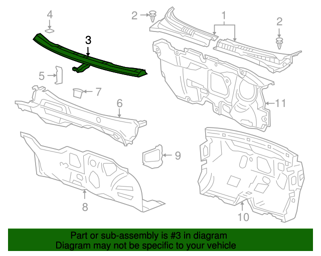 2011-2016 Chevrolet Plenum Upper Panel 22745468 | GMPartsDirect.com