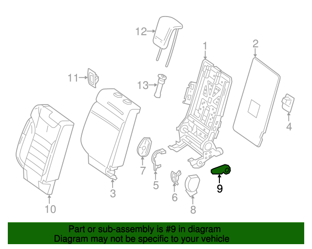 166-920-00-64-9051 - Folding Seat Latch Release Handle 2012-2023 ...