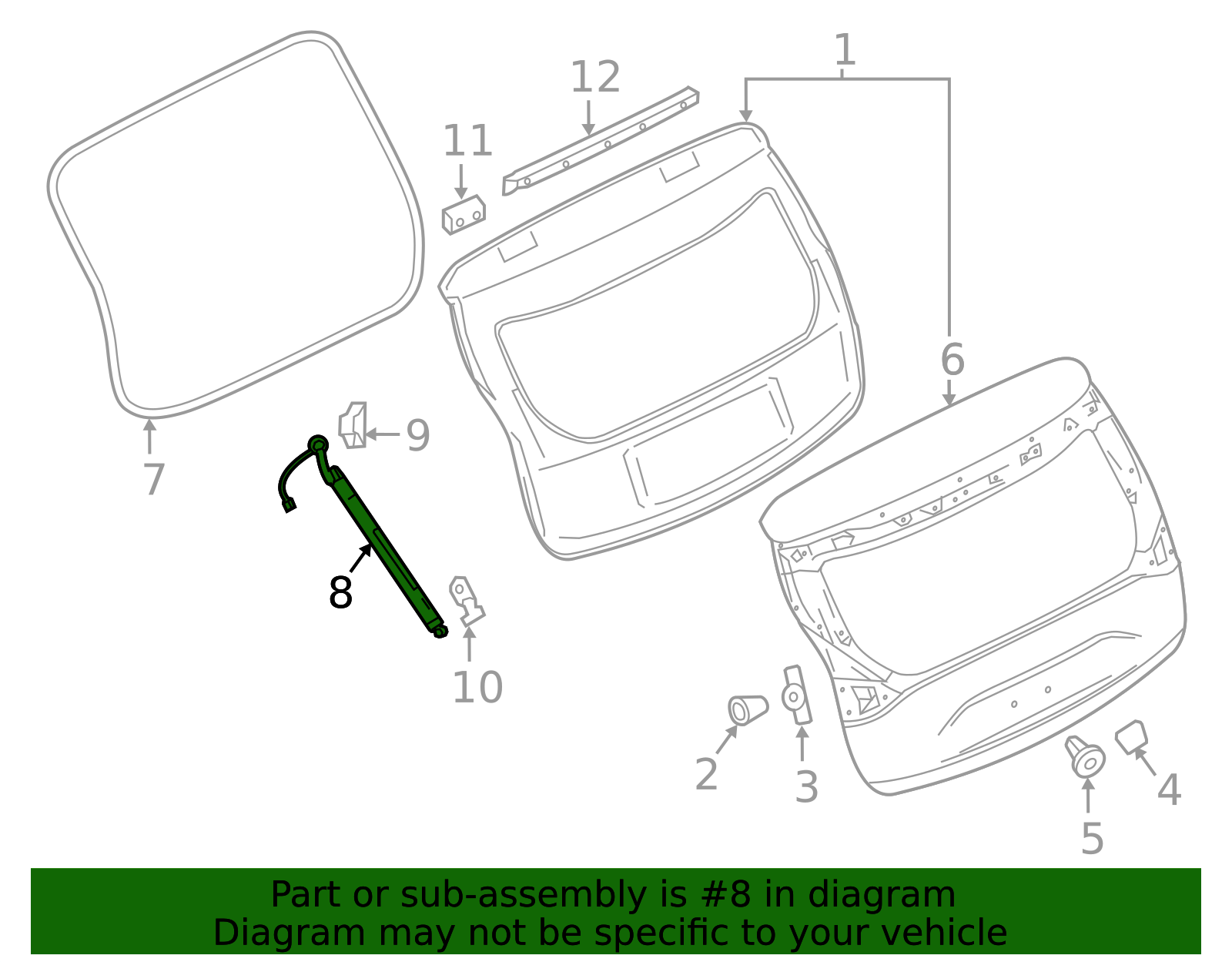 2015-2021 Nissan Murano Lift Cylinder 90561-5AA1A | Bill Kay Nissan Parts