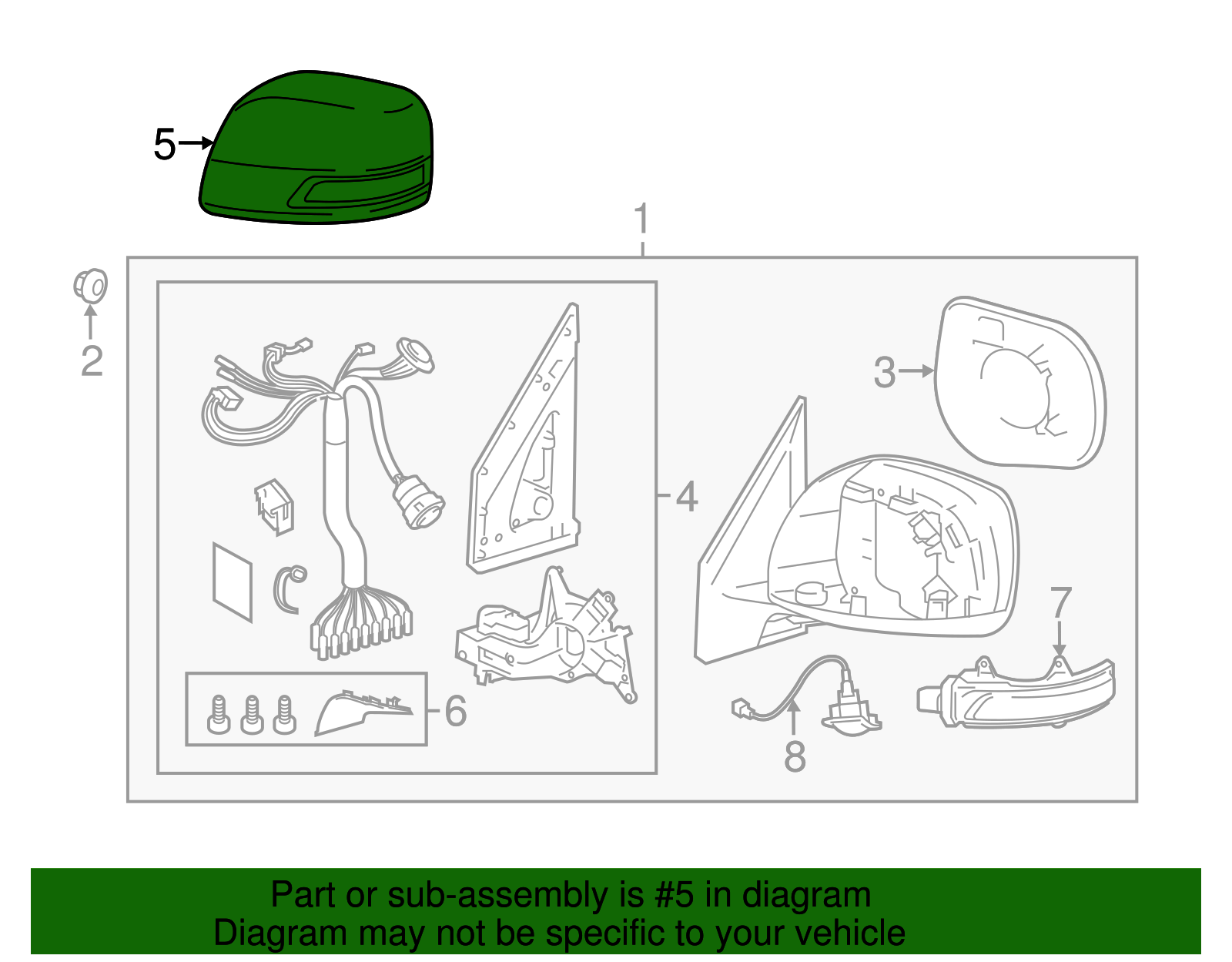 2016-2021 Toyota Land Cruiser Mirror Cover - PASSENGER SIDE 87915-60050 ...