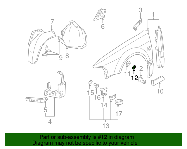 803-955-637 - Lower Molding Washer 1994-2003 Audi | Audi OEM Parts