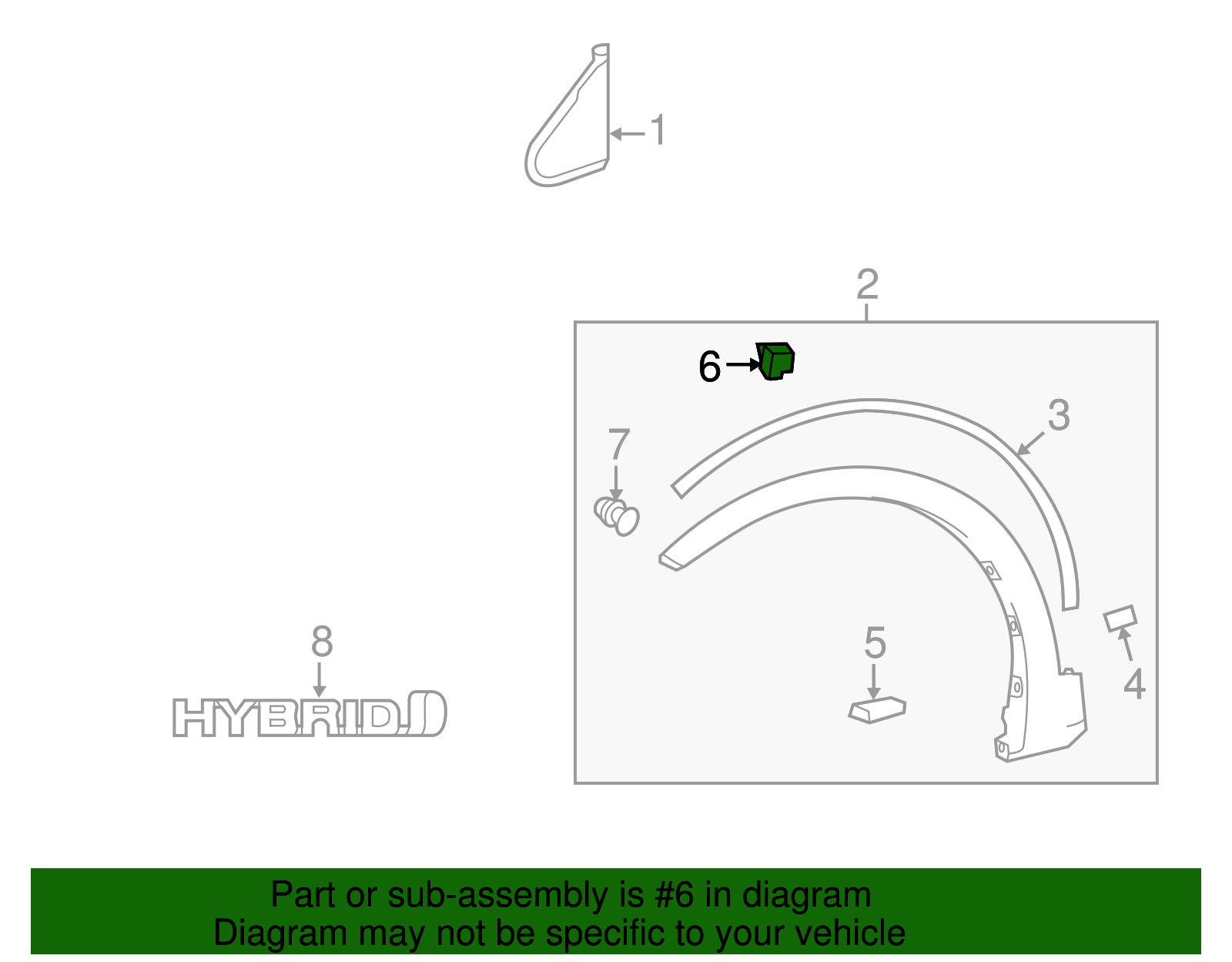 2013-2018 Toyota Wheel Opening Molding Retainer Clip 76817-68010 ...