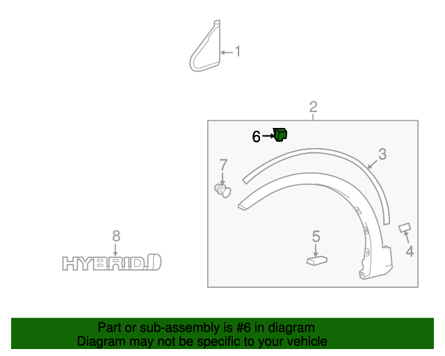 2013-2018 Toyota Wheel Opening Molding Retainer Clip 76817-68010 ...