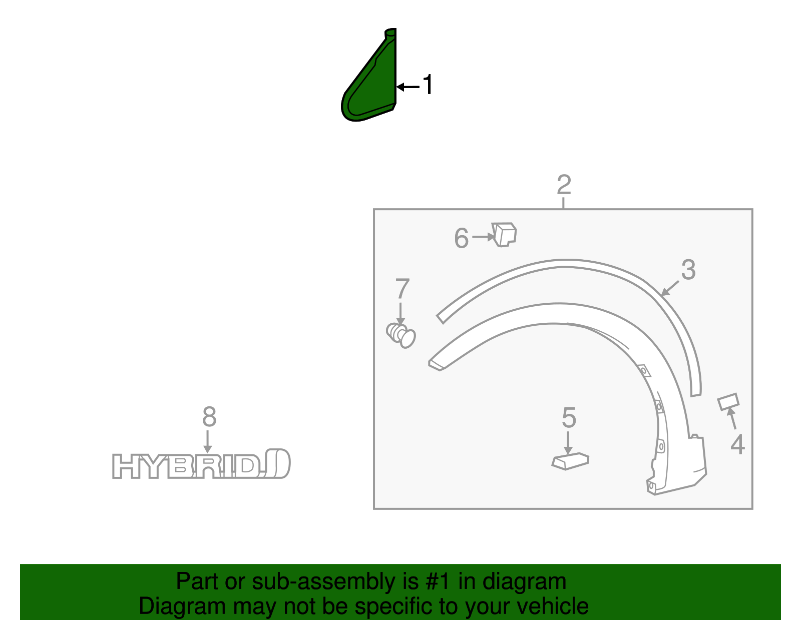 2013-2018 Toyota RAV4 Fender Molding (Right, Front, Upper) 60117-0R030 ...
