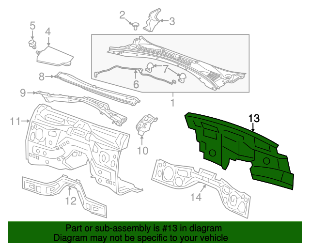 2016-2023 Chevrolet Camaro Inner Dash Panel Insulator with Retainers ...