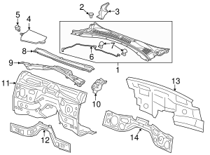 2016-2022 Chevrolet Camaro Inner Dash Panel Insulator with Retainers ...