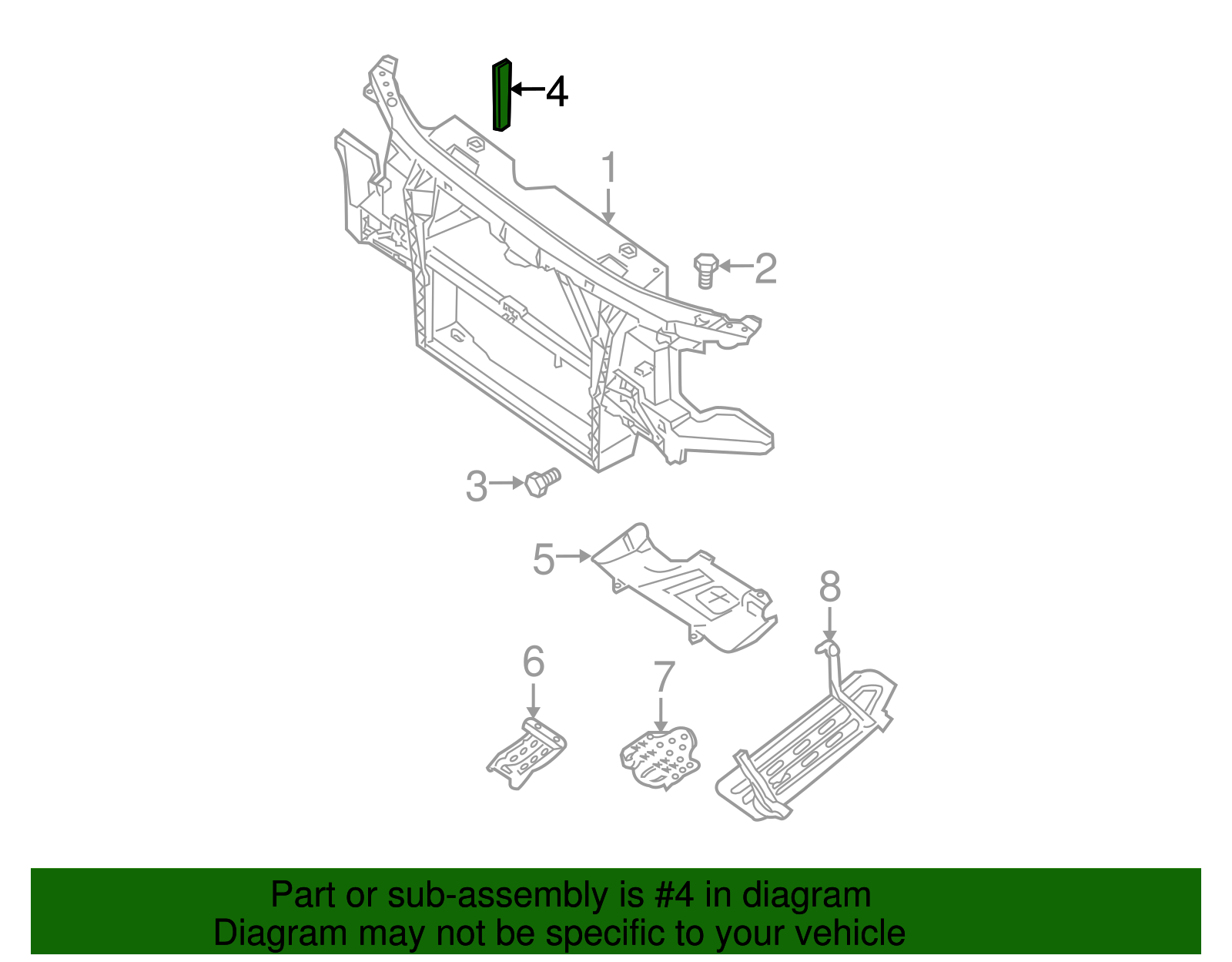 2004-2015 Nissan Radiator Support Inner Seal 65812-9FD0A | Kline Nissan