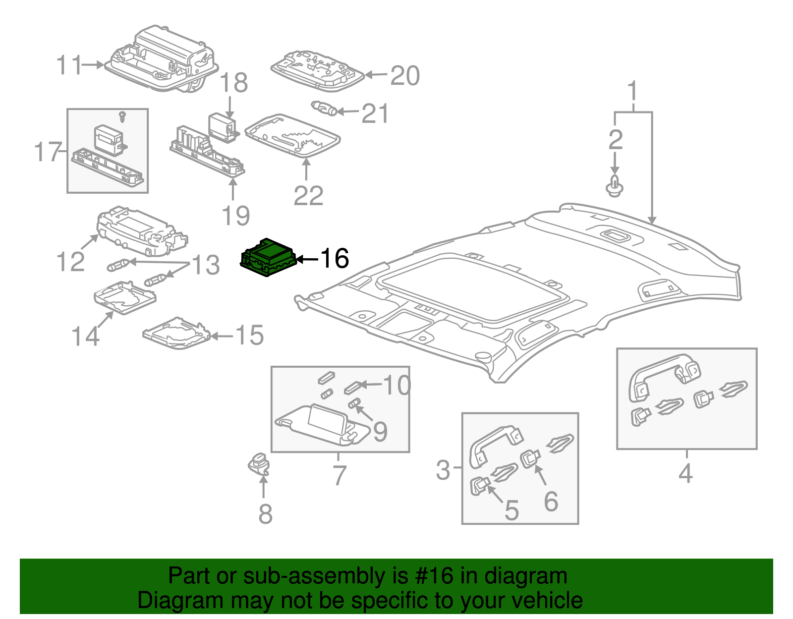 35830-SWA-A01ZD - Switch Assembly Sunroof & Map Light *YR449L ...