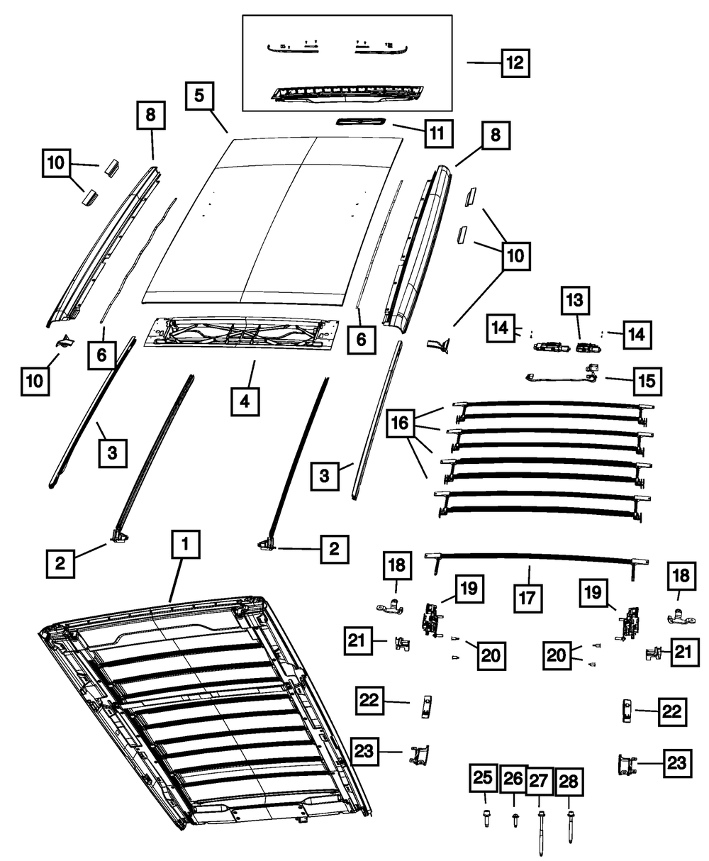 OEM Mopar Roof Bow For 2018-2025 Jeep Wrangler - Part No. 68371758AA ...