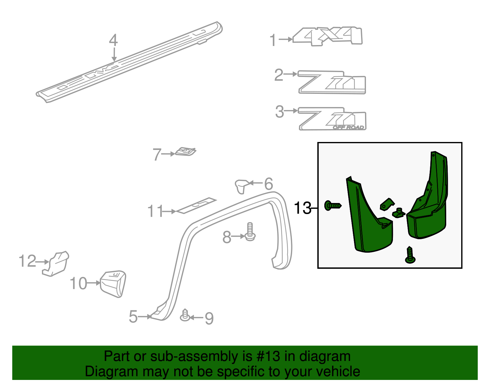 2014-2019 GMC GMC Mud Flap Kit 22894868 | GM Parts Center