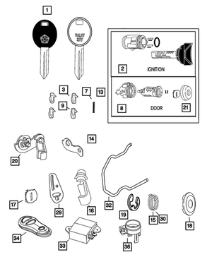 2001-2010 Mopar Ignition Lock Cylinder 5083915AB | Mopar Estores