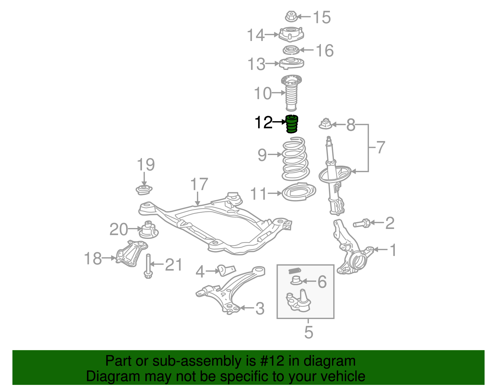 2011-2020 Toyota Sienna Suspension Strut Bumper (Left, Right, Front ...
