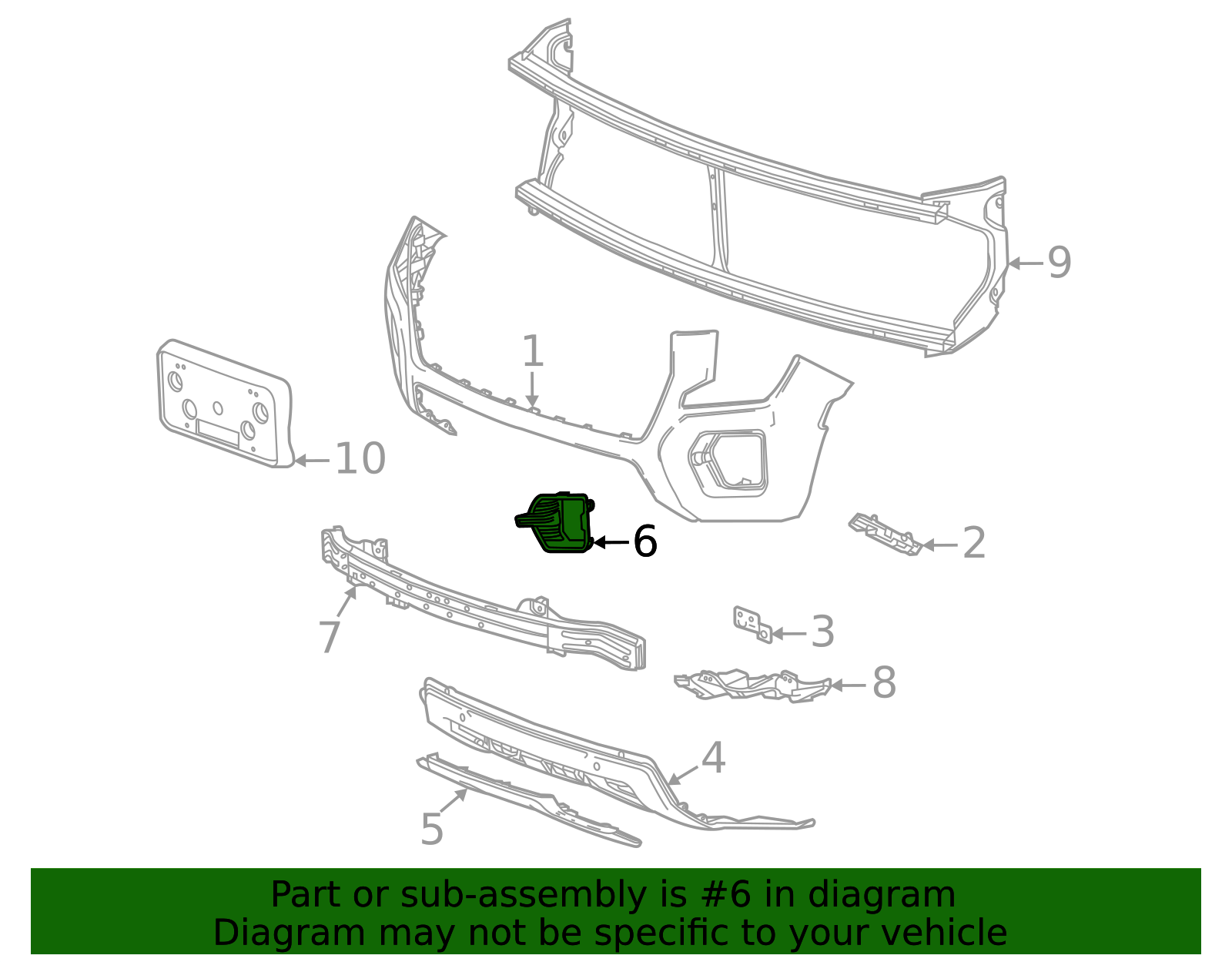 2021-2024 GMC Black Front Passenger Side Fog Lamp Bezel 84341219 GM ...
