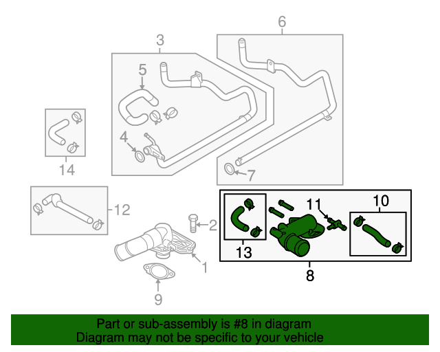 25670-3F300 - Water Outlet 2009 Kia Borrego | Kia.Parts Store