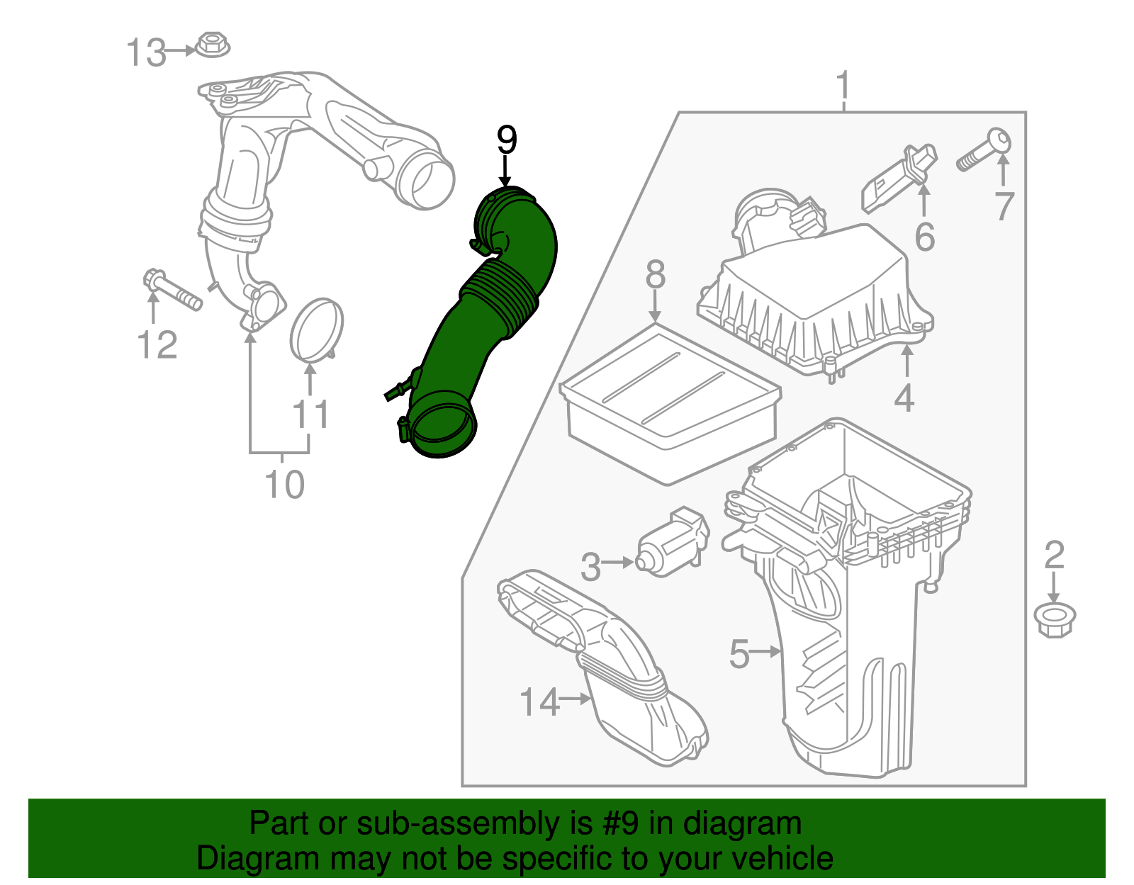 G2BZ-9C623-A - Engine Air Intake Hose 2016-2019 Ford Fiesta ...