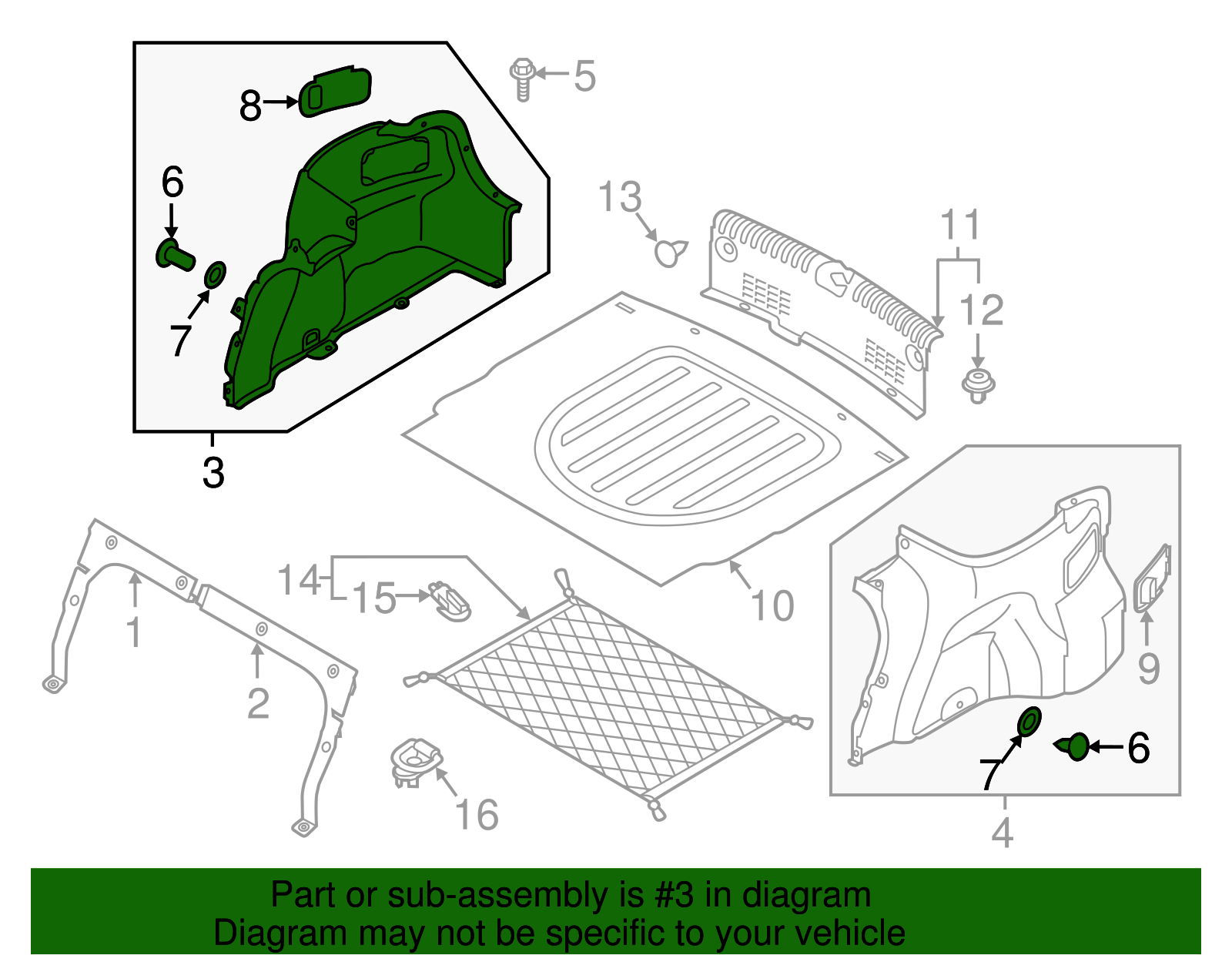 85740-H9500WK - Trunk Side Trim 2018-2023 Kia Rio | Kia.Parts Store