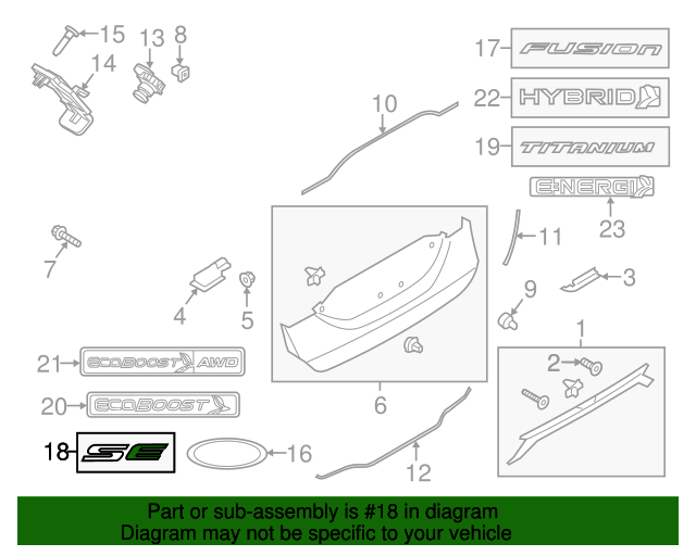 Ford DS7Z-9942528-B - Nameplate - 2013-2018 Ford Fusion | OEM Ford ...