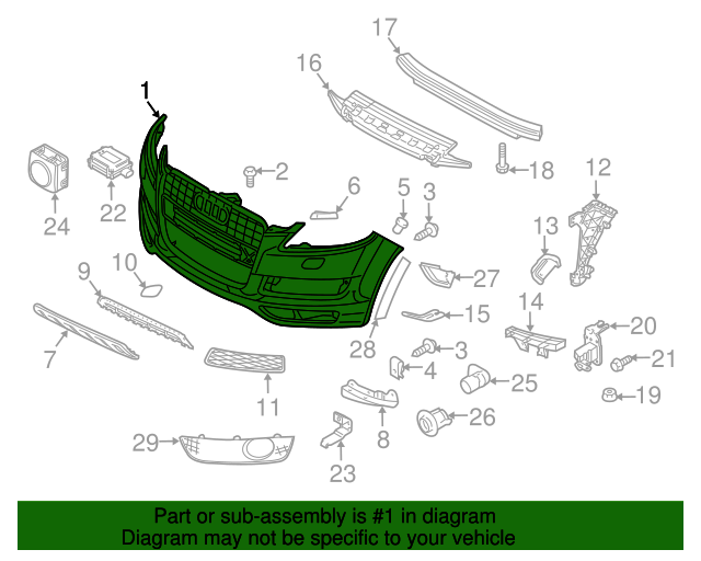 2010-2015 Audi Q7 Bumper Cover 4L0-807-105-M-GRU | OEM Parts Online