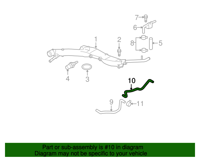 2010-2014 Subaru HVAC Heater Hose 72421AJ070 | TascaParts.com