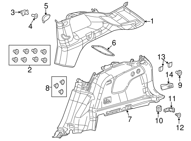 2014-2020 Jeep Cherokee Upper Quarter Trim Clip 68175334AA | TascaParts.com
