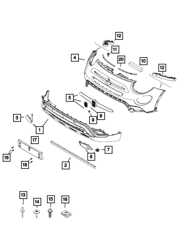 2016-2022 Fiat 500X Front Fascia 6AP86TZZAA | Mopar eStore