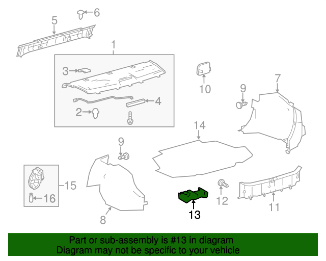 2014-2019 Toyota Corolla Trunk Trim Scuff Plate Insulator 64777-02250 ...
