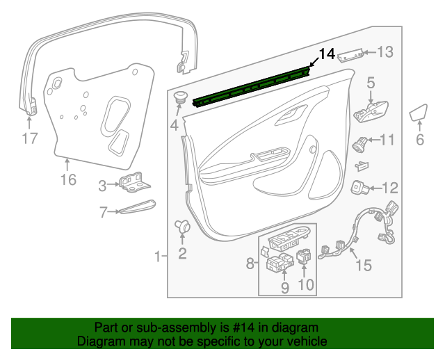 2011-2014 Chevrolet Volt Passenger Side Front Door Window Inner Sealing ...