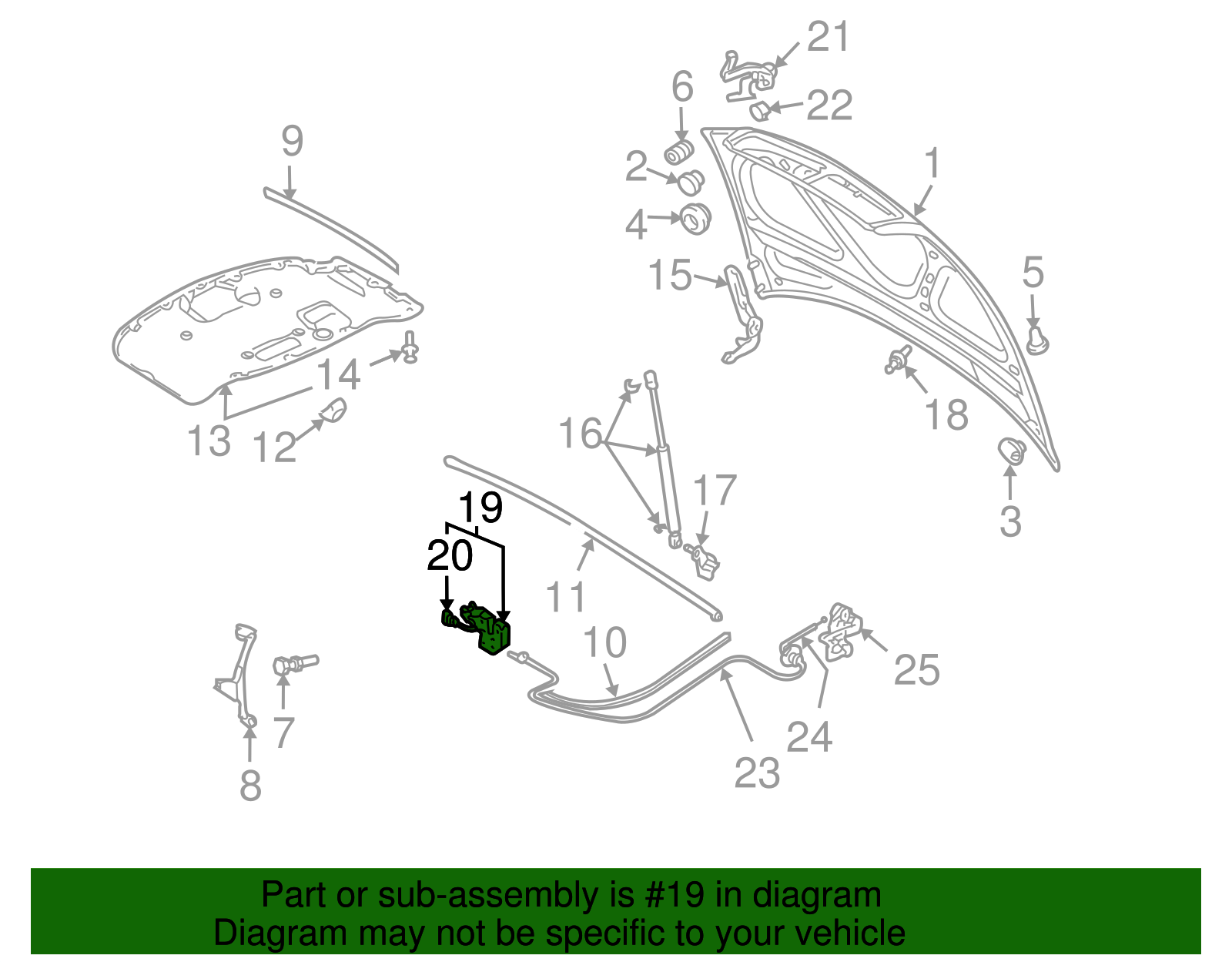 2003-2006 Audi Hood Latch 8H0-823-480-B | Retail Performance Auto Parts