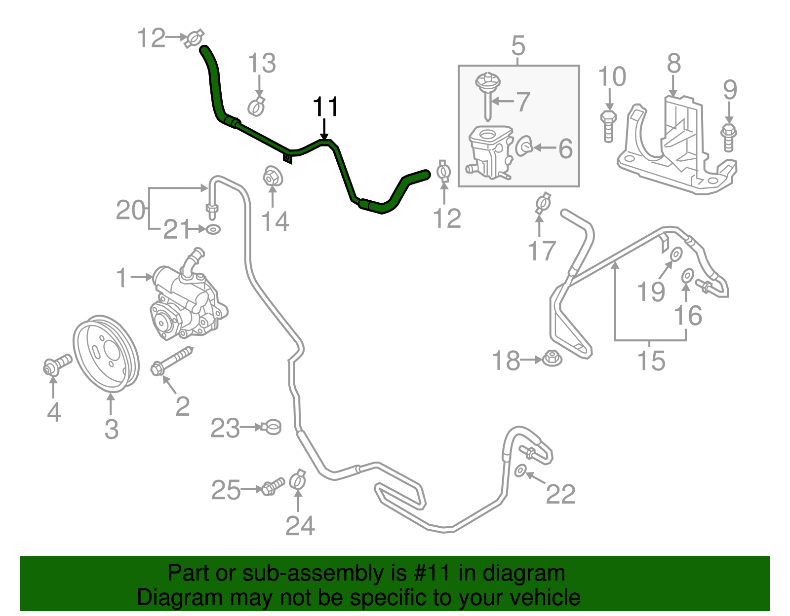 5C0-422-887-E - Power Steering Suction Hose - 2011-2014 Volkswagen | World VW Parts