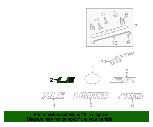 75443-08020 - Hatch Emblem 1998-2020 Toyota Sienna | AutoNationParts.com