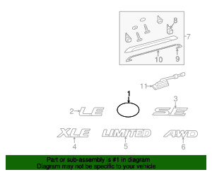 75443-08100 - Hatch Emblem - 2020-2023 Toyota Sienna | OEM Genuine ...