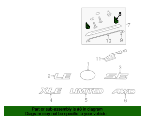 2011-2020 Toyota Molding Assembly Clip 76817-07010 | Toyota Parts Center