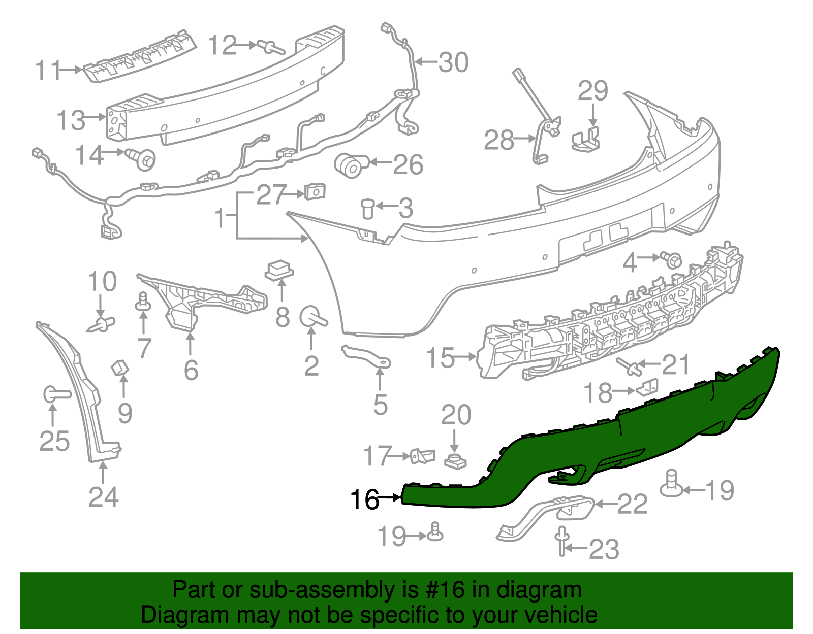 2014-2015 Chevrolet Camaro Rear Lower Bumper Cover 22829478 | OEM GM Parts