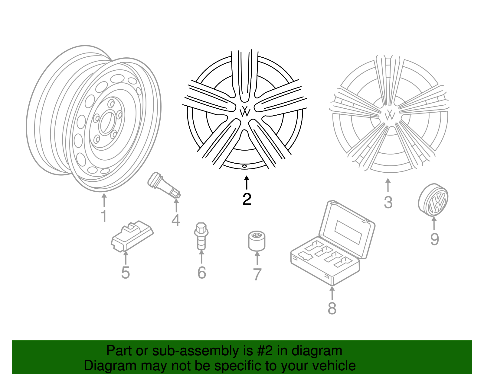 2018-2021 Volkswagen Tiguan Wheel, Alloy 5NN-601-025-C-Z49 | OEM Parts ...