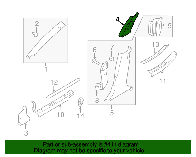 85830-3T000AYK - Upper Center Pillar Trim - 2015-2017 Kia K900 | Kia ...