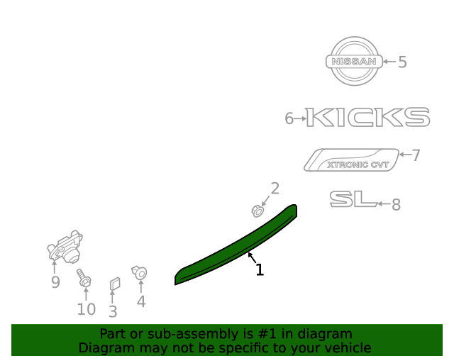 2018-2024 Nissan Kicks Finish Molding 90810-5RB2A | Temecula Nissan Parts