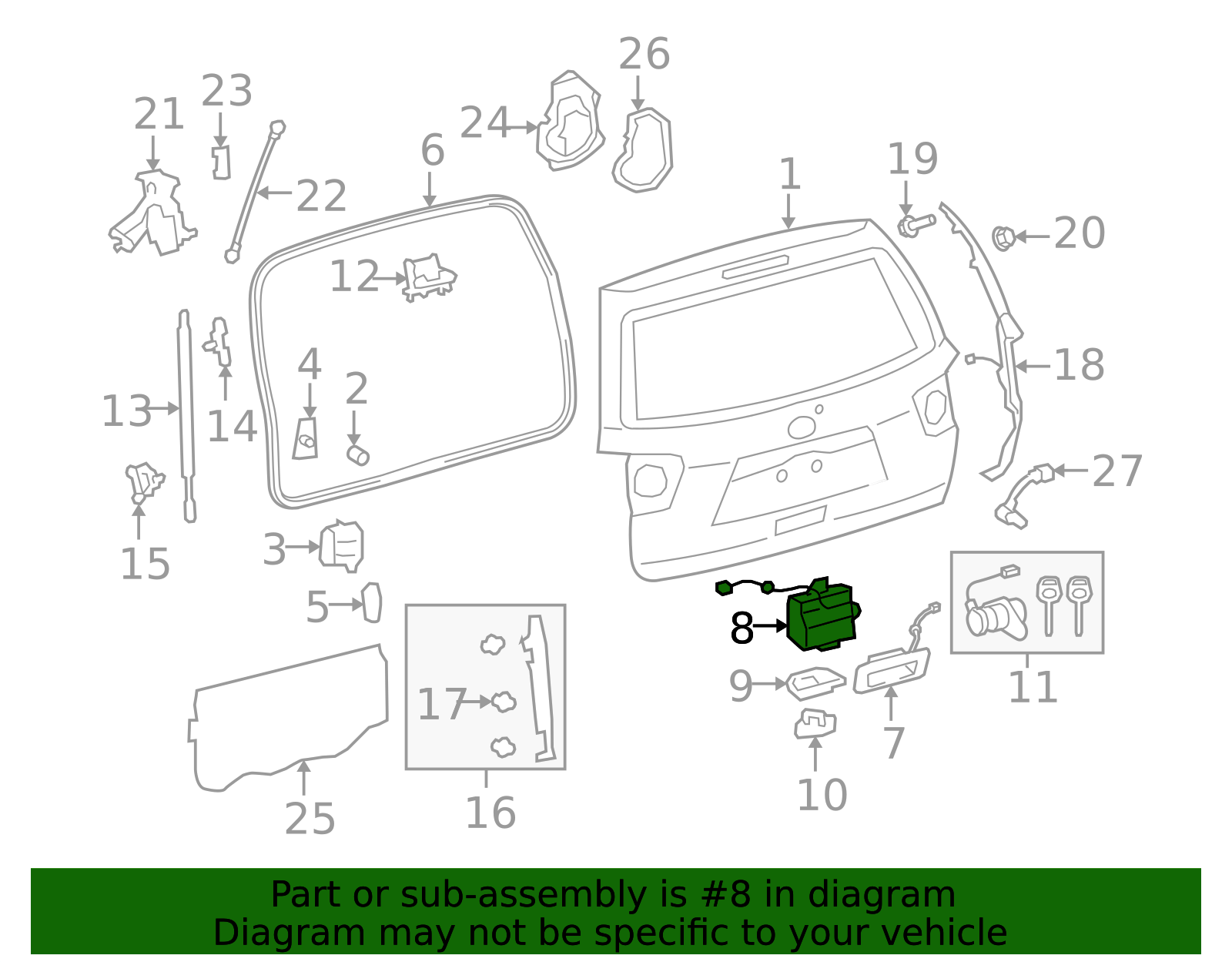 2008-2022 Toyota Sequoia Lock Assembly, Back Door With Motor 69110 ...