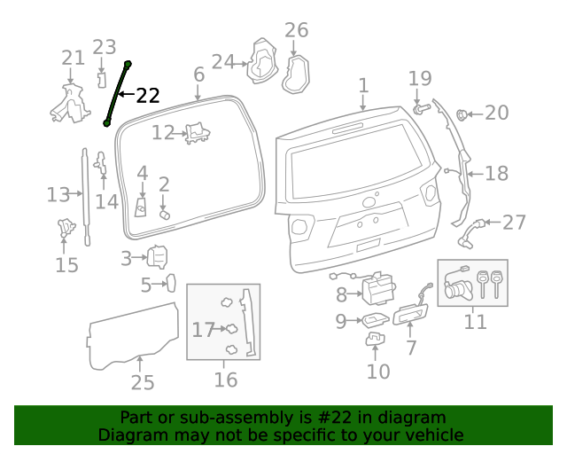 2008-2022 Toyota Sequoia Liftgate Latch Control Rod 85475-0C010 | OEM ...