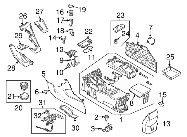2013-2014 Ford Focus Center Console DM5Z-58045A36-AB | Varsity Ford