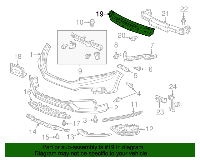 2010-2015 Honda Box, Front Bumper Beam 71172-TP6-A00 | OEM Parts Online