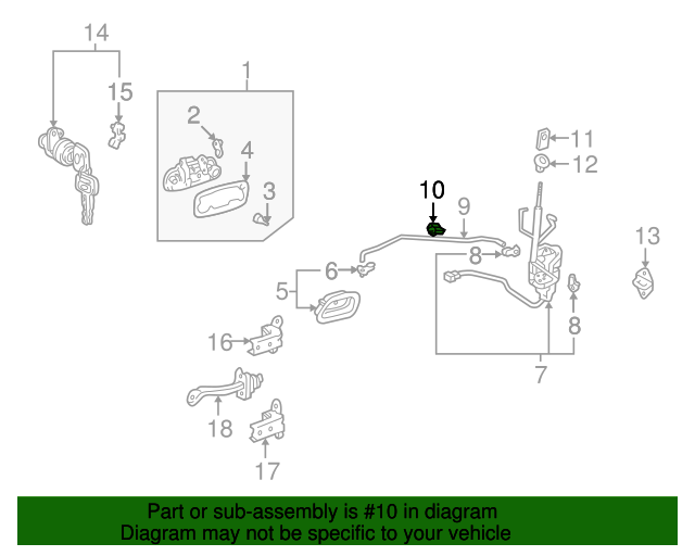 1998-2002 Toyota Corolla Lock Rod Clamp 69749-02030 | Toyota Parts Center