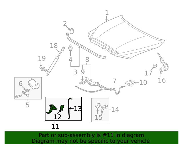 53540-0C030 - Hood Latch 2007-2010 Toyota | AutoNationParts.com