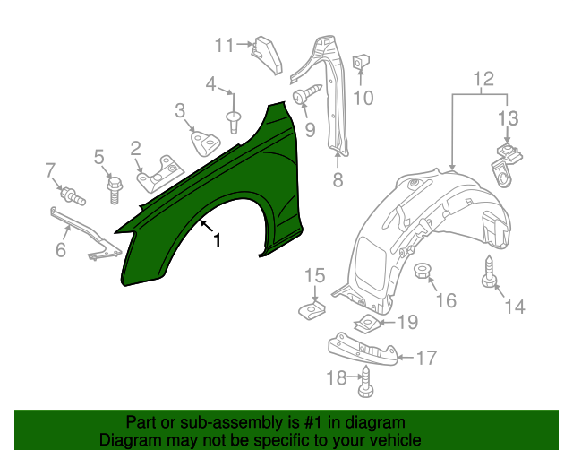 2012-2017 Audi Fender 8R0-821-105-A | Audi USA Parts