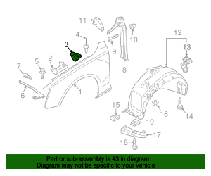2009-2017 Audi Fender Center Bracket 8R0-821-469 | Audi USA Parts