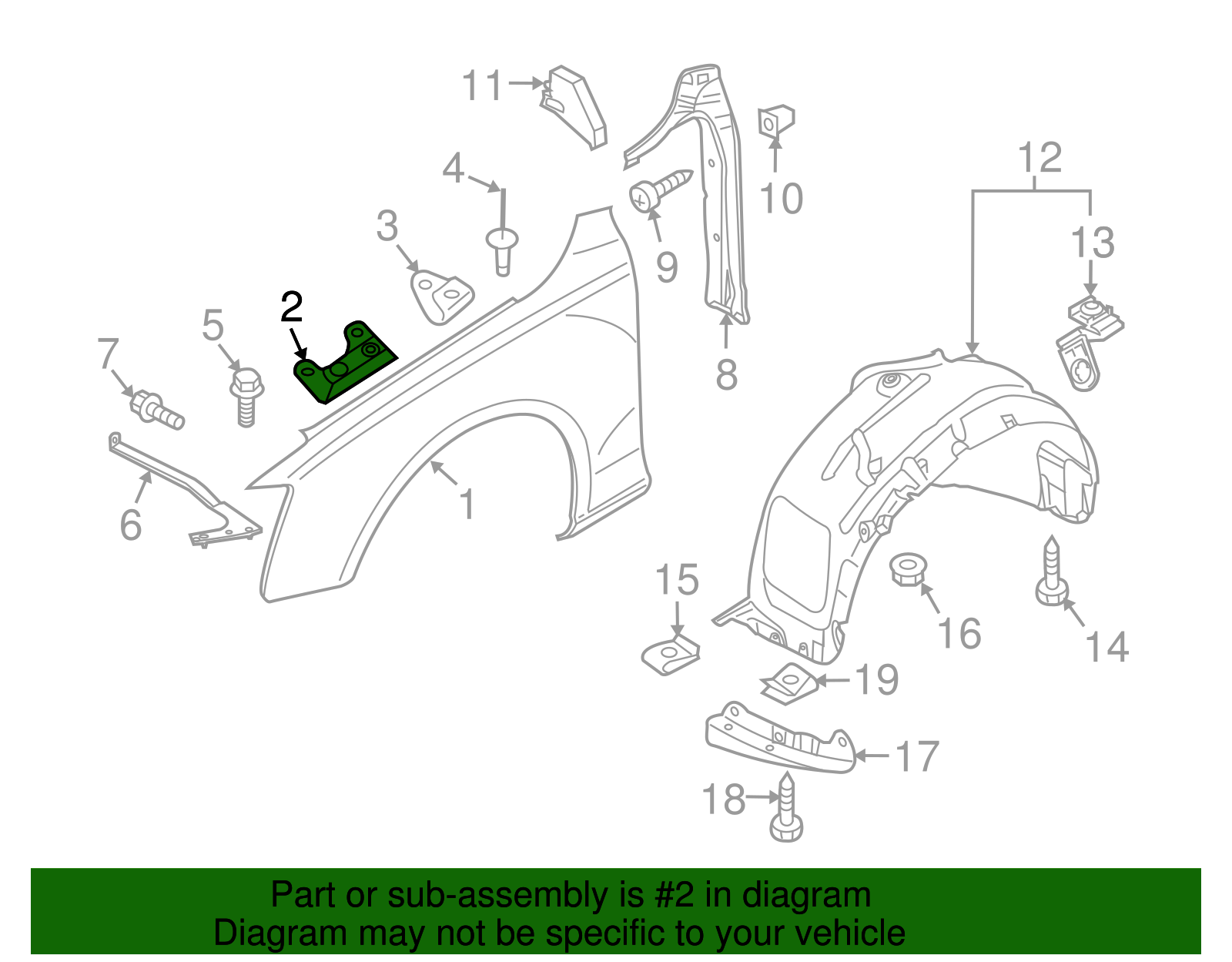 2009-2017 Audi Fender Front Bracket 8R0-821-468-A | Audi OEM Parts Guy