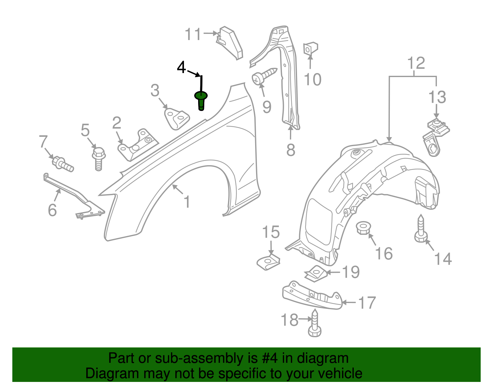 2006-2024 Audi Fender Mtg Bkt Rivet N-016-185-7 | OEM Parts Online